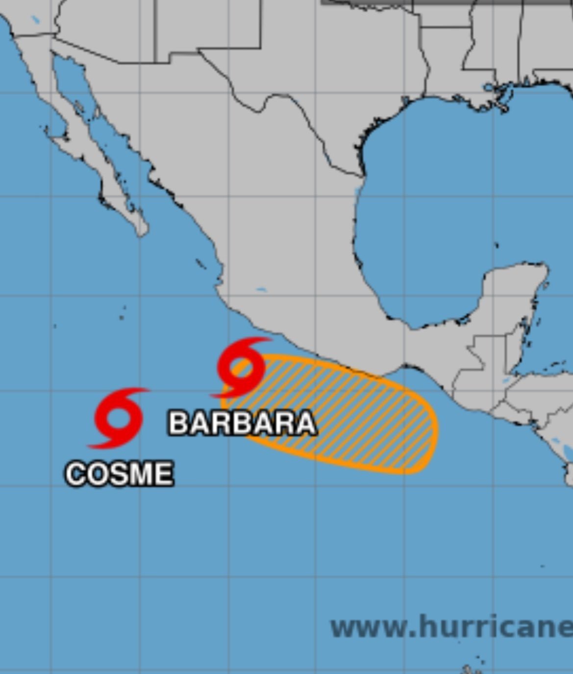 ‘Bárbara’ y ‘Cosme’ tormentas tropicales llegan al Pacífico; podrían crear efecto Fujiwhara ...